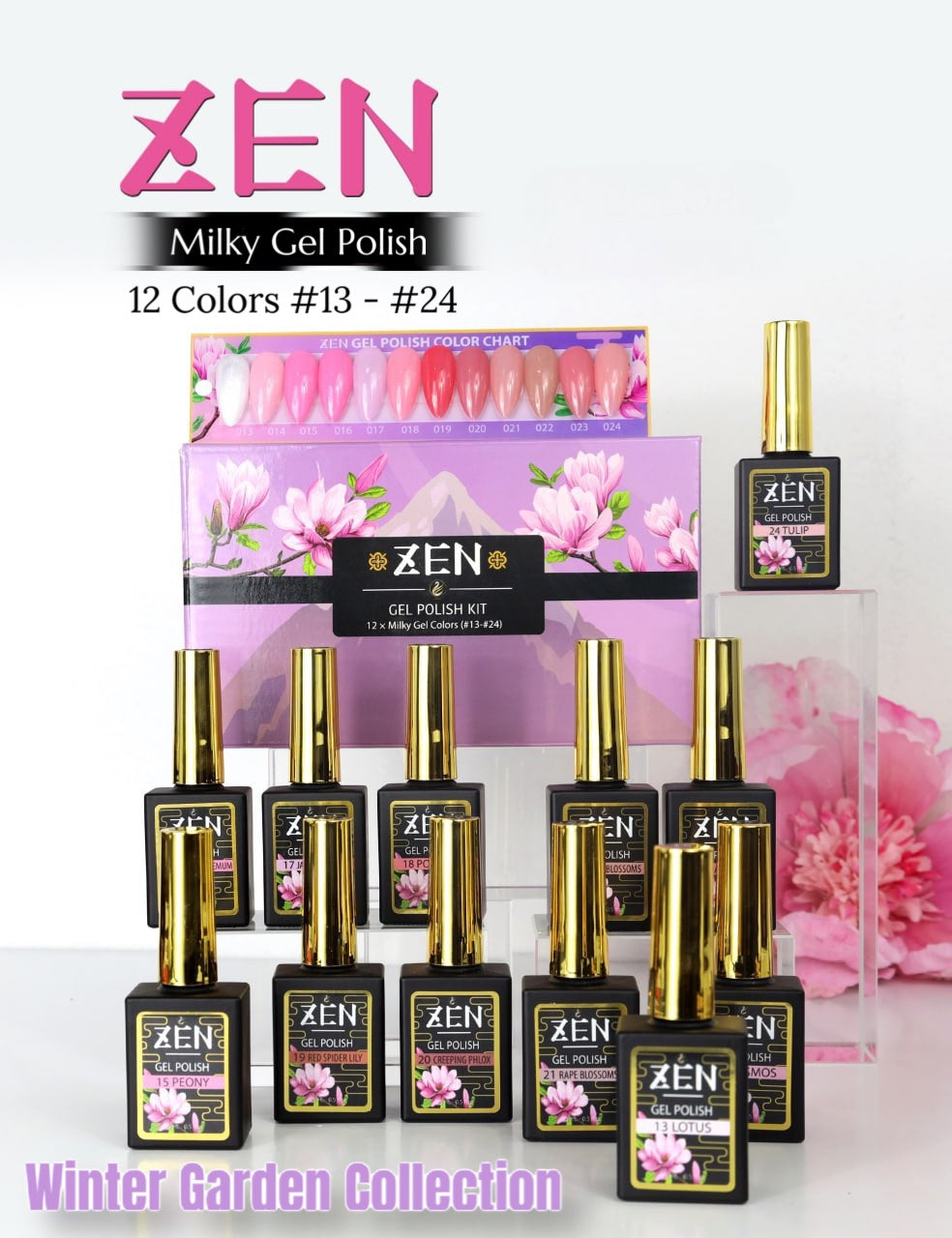 ZEN | Milky Gel Polish Winter Garden Collection #13-#24 – Nailsjobs by Zurno