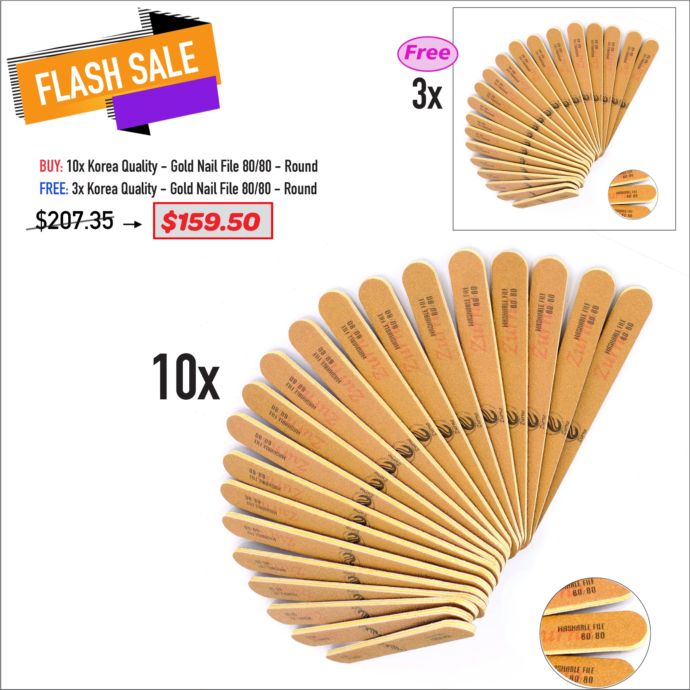 FLASH SALE - Korea Gold Nail File Round Bundle – Nailsjobs by Zurno