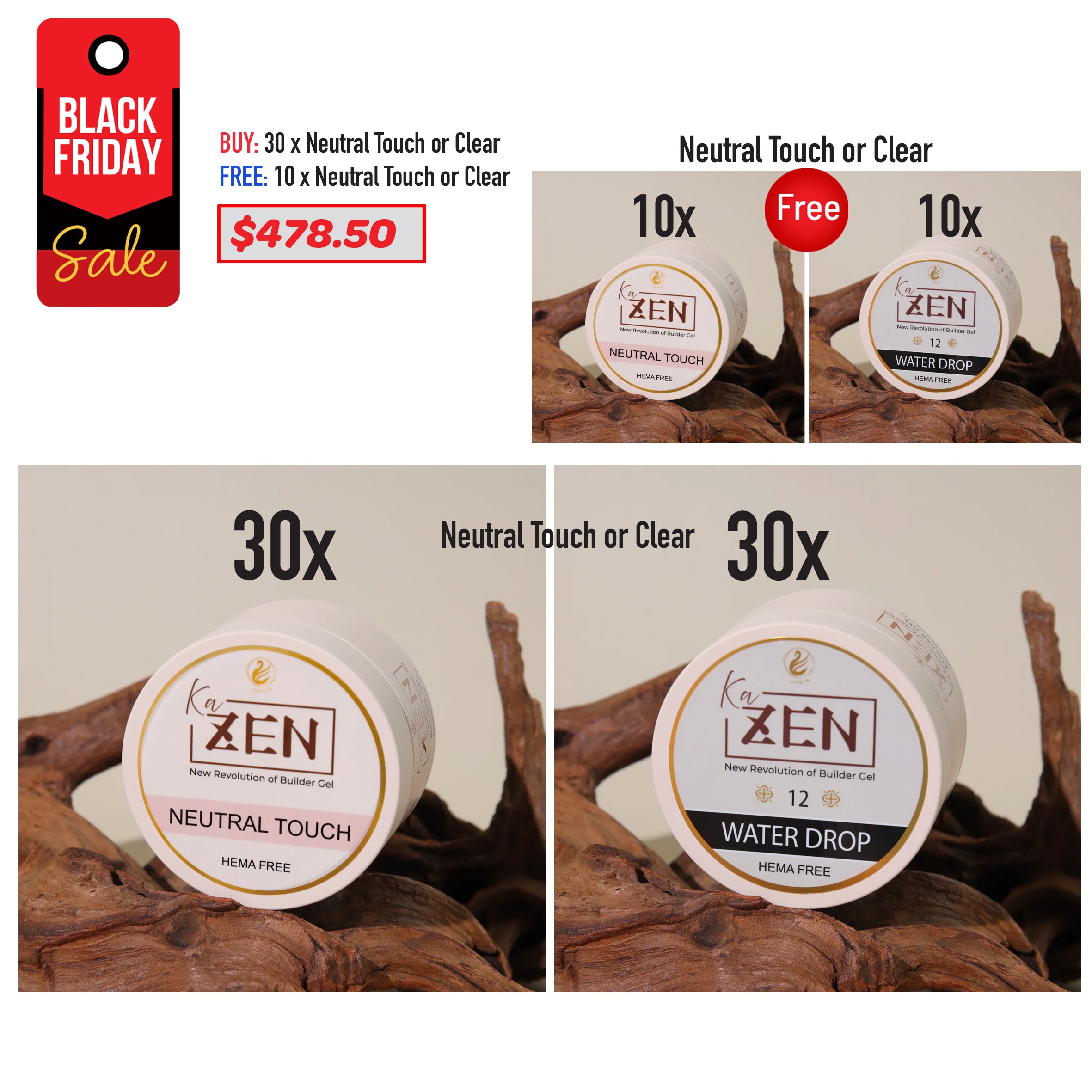 BLACK FRIDAY SALE - KAZEN - Clear Builder Gel Bundle – Nailsjobs by Zurno