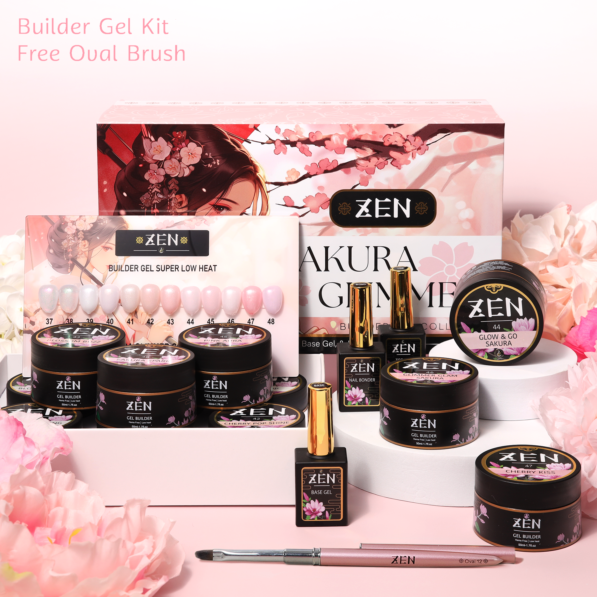 KaZEN | Builder Gel Sakura Glimmer Collection #37-#48 – Nailsjobs by Zurno